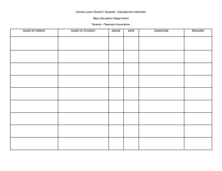 PTA Spreadsheet Template | PDF | Wellness