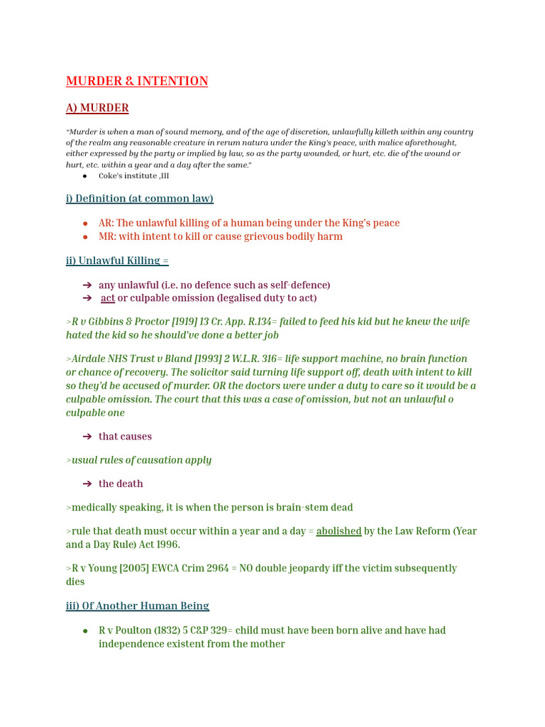 Murder and Intention (Criminal) | PDF | Intention (Criminal Law) | Negligence