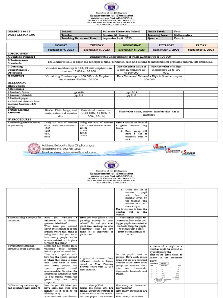 DLL - Math Q1 Week 1 | Download Free PDF | Learning | Human Communication