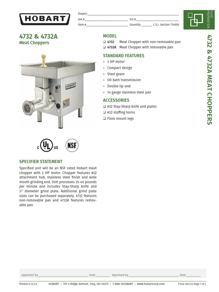 4732-4732A Meat Choppers | PDF | Steel | Grinding (Abrasive Cutting)