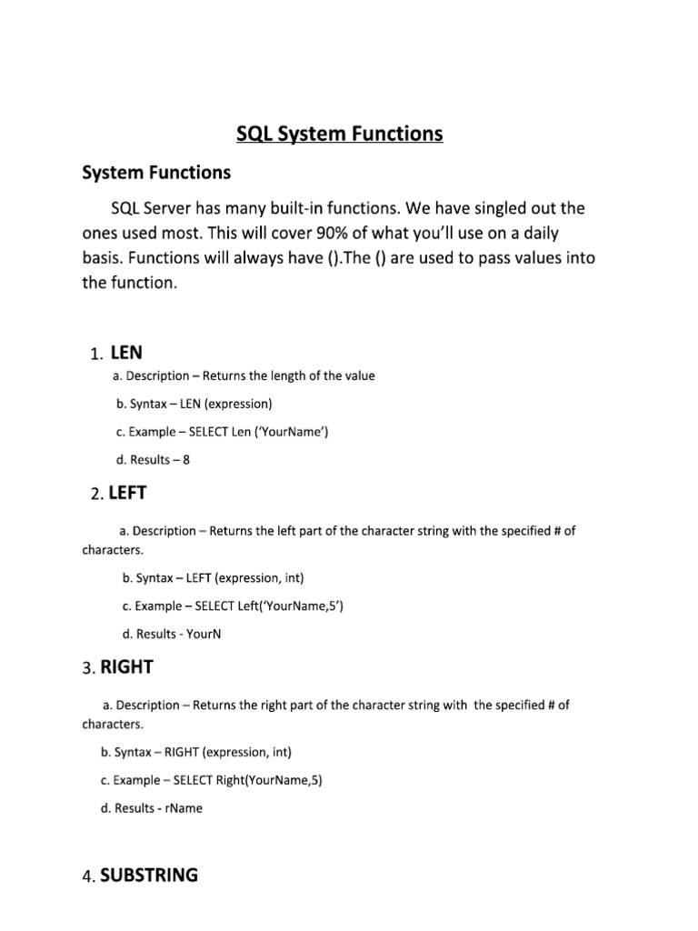 8.SQL System Functions | PDF