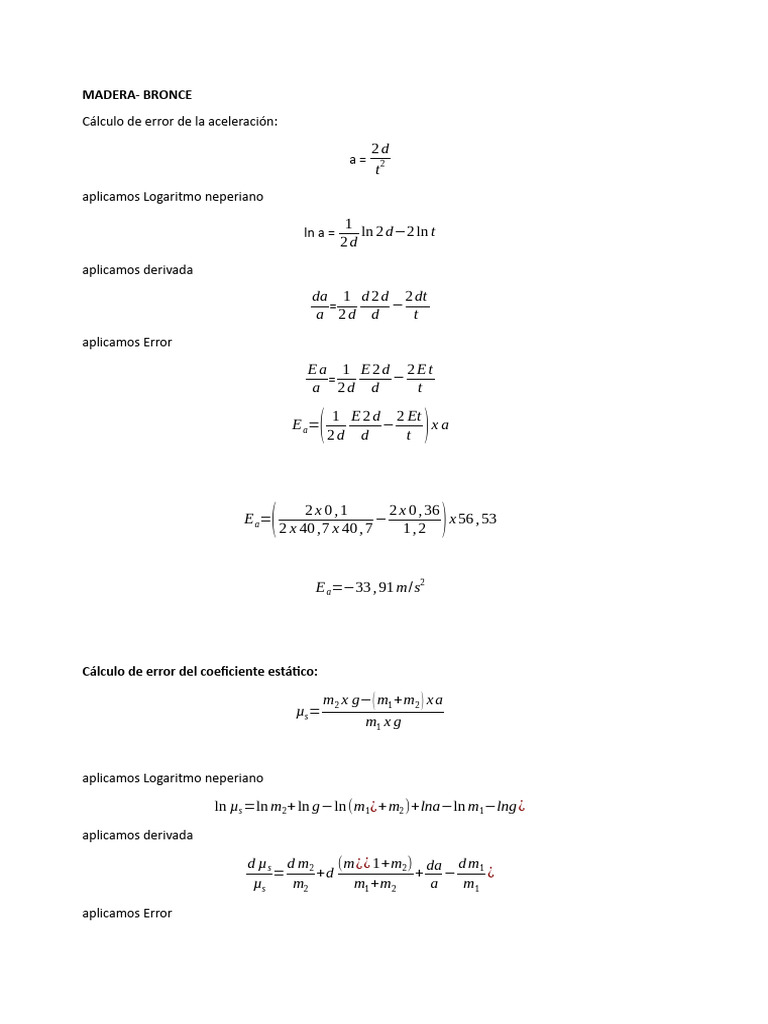 Calculo de Error de La Aceleración | PDF | Funciones y mapeos | Combinatoria