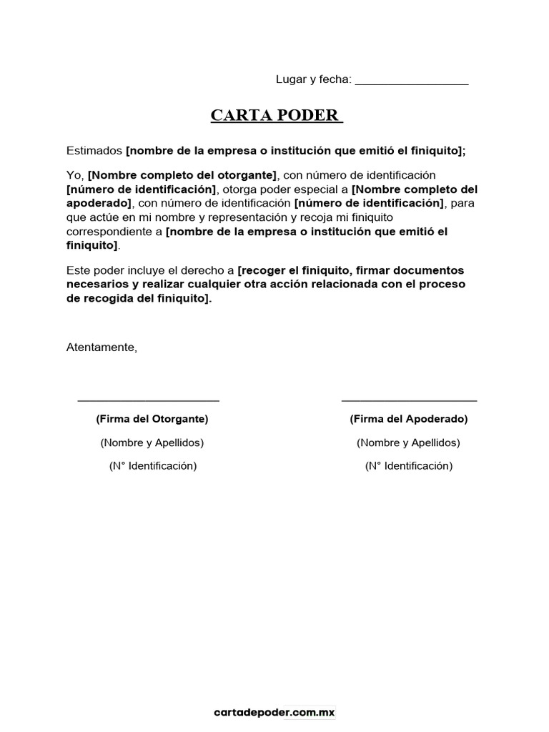 Carta Poder para Cobro de Finiquito | PDF