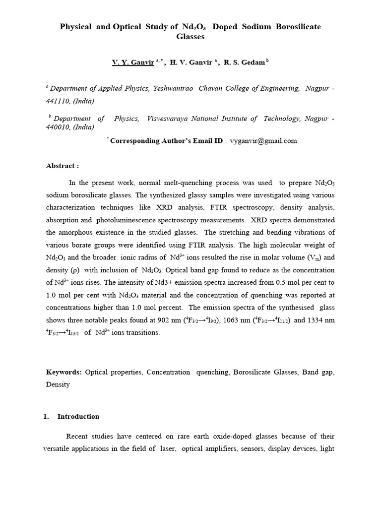 Vikrant Ganvir - Material Today Proceeding Paper-Complete Manuscript | PDF | Emission Spectrum ...