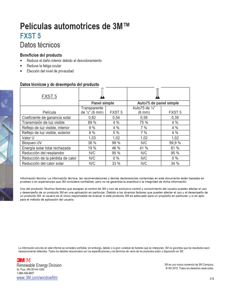 Películas Automotrices de 3M™: Datos Técnicos | PDF | Tecnología