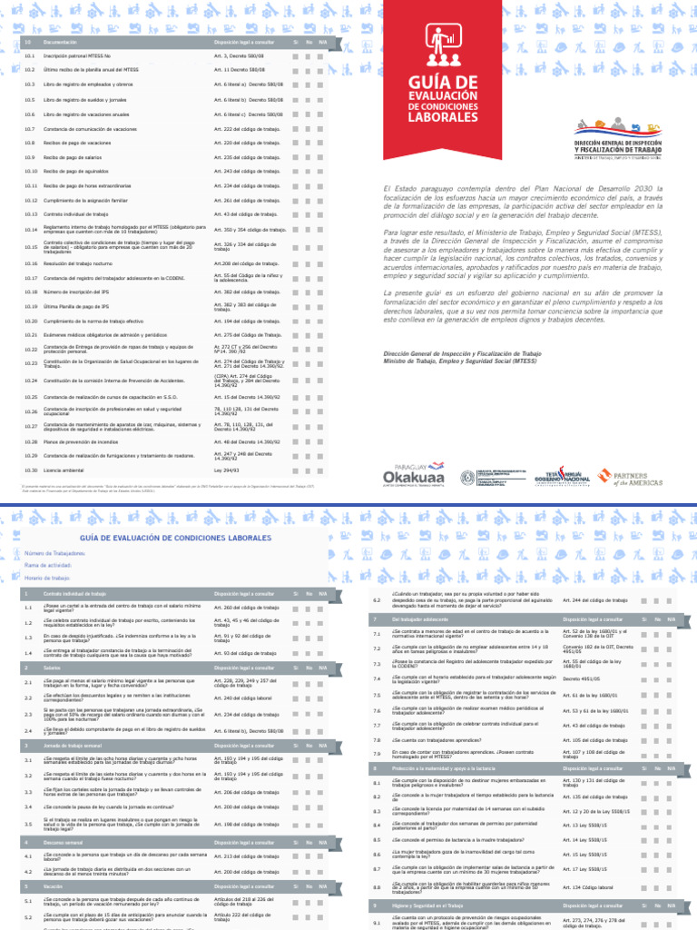 Guía de Evaluación de Condiciones Laborales | PDF | Derecho laboral | Salario