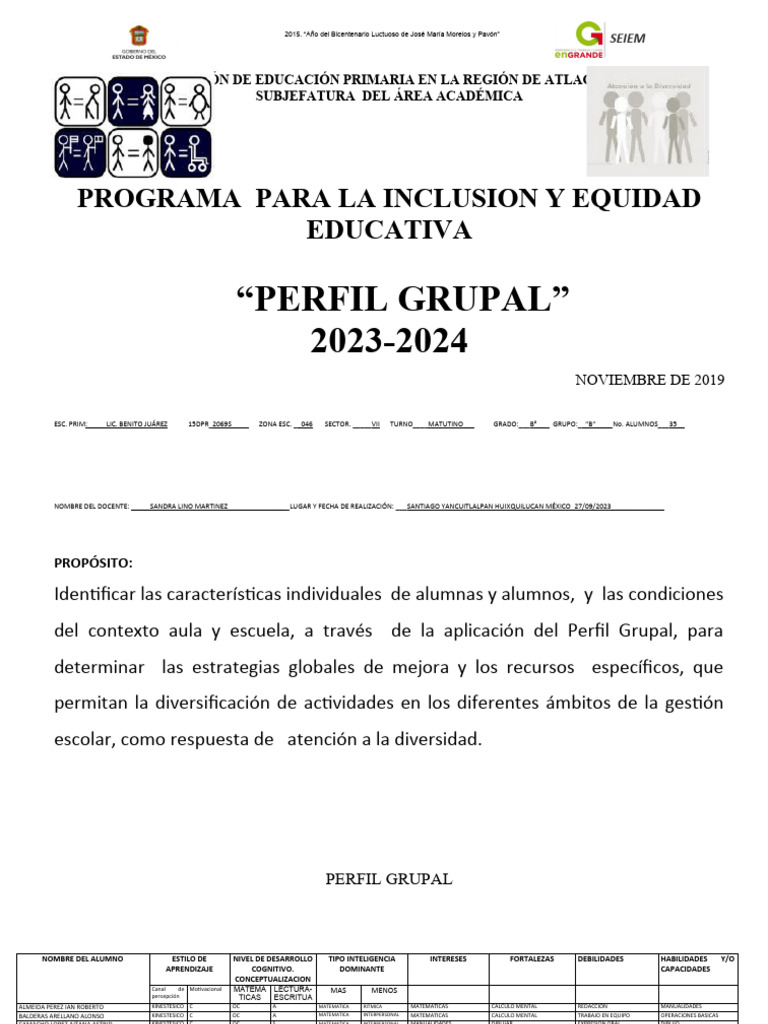 Perfil Grupal 4°b | PDF | Inteligencia | Aprendizaje