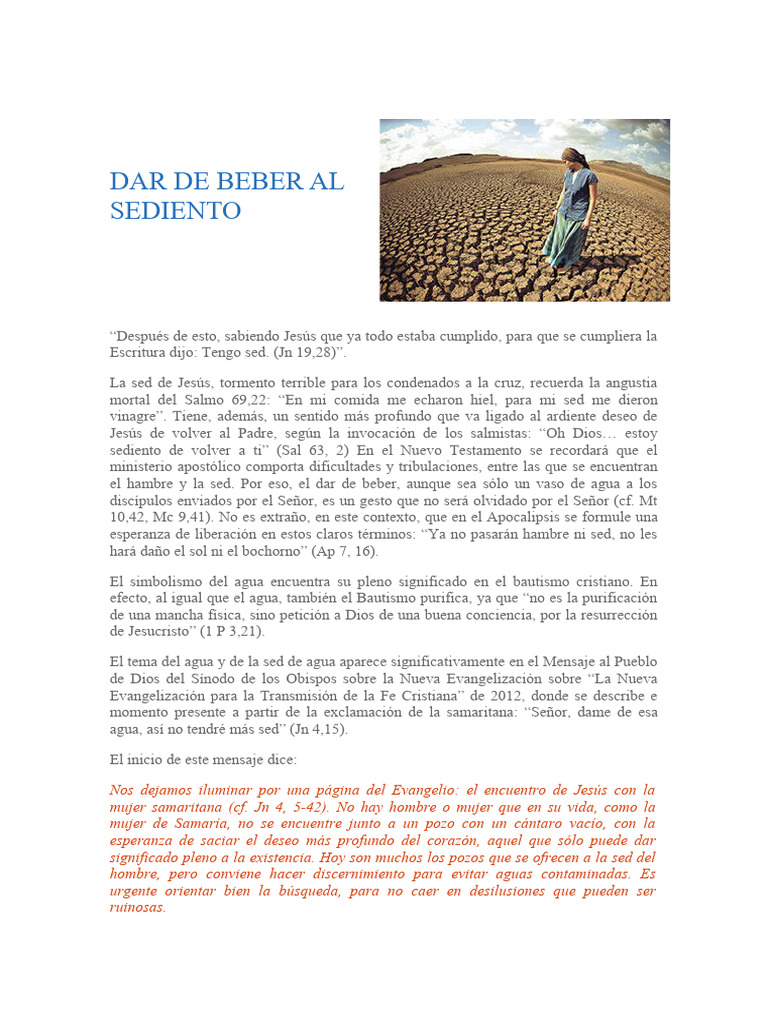 Dar de Beber Al Sediento | PDF | Jesús | Derechos humanos