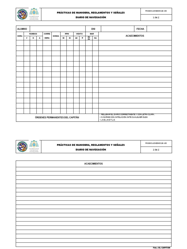 SGIC - Diario de Navegación ESMCG | PDF
