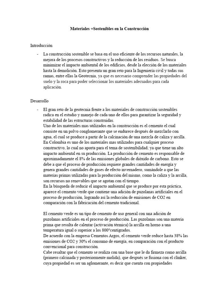 Materiales +sostenibles | PDF | Cemento | Energía renovable