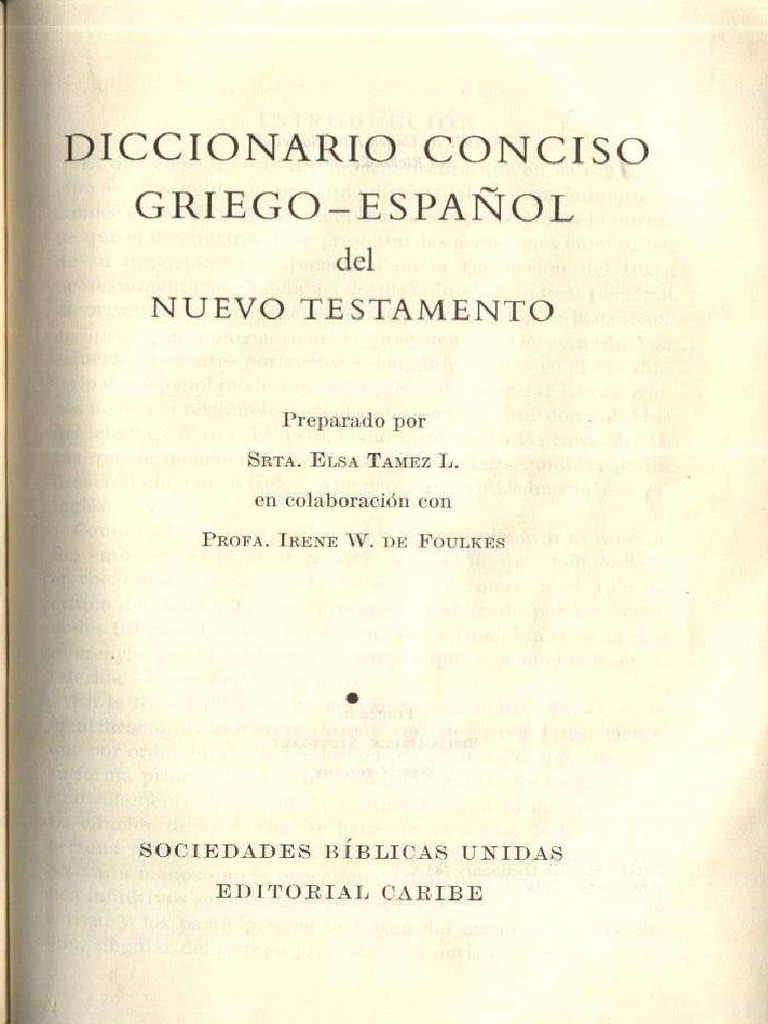 Elsa Tamez, Diccionario Conciso Griego-Espanol Del Nuevo Testamento | PDF