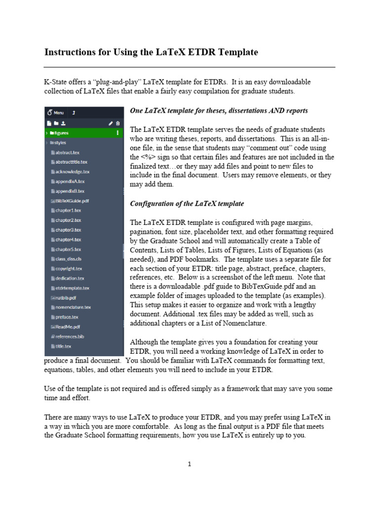 Instructions For Using LaTeX ETDR Template | PDF | Te X | Software