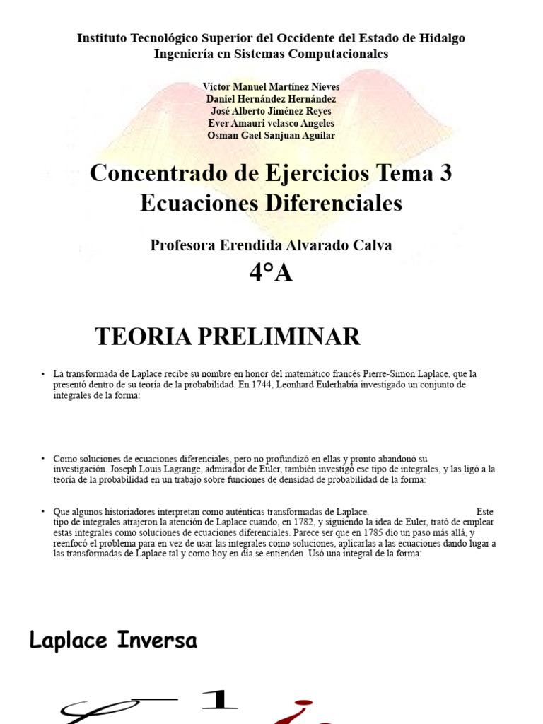 Concentrado de Ejercicios T3 Ed | PDF | Transformada de Laplace | Integral