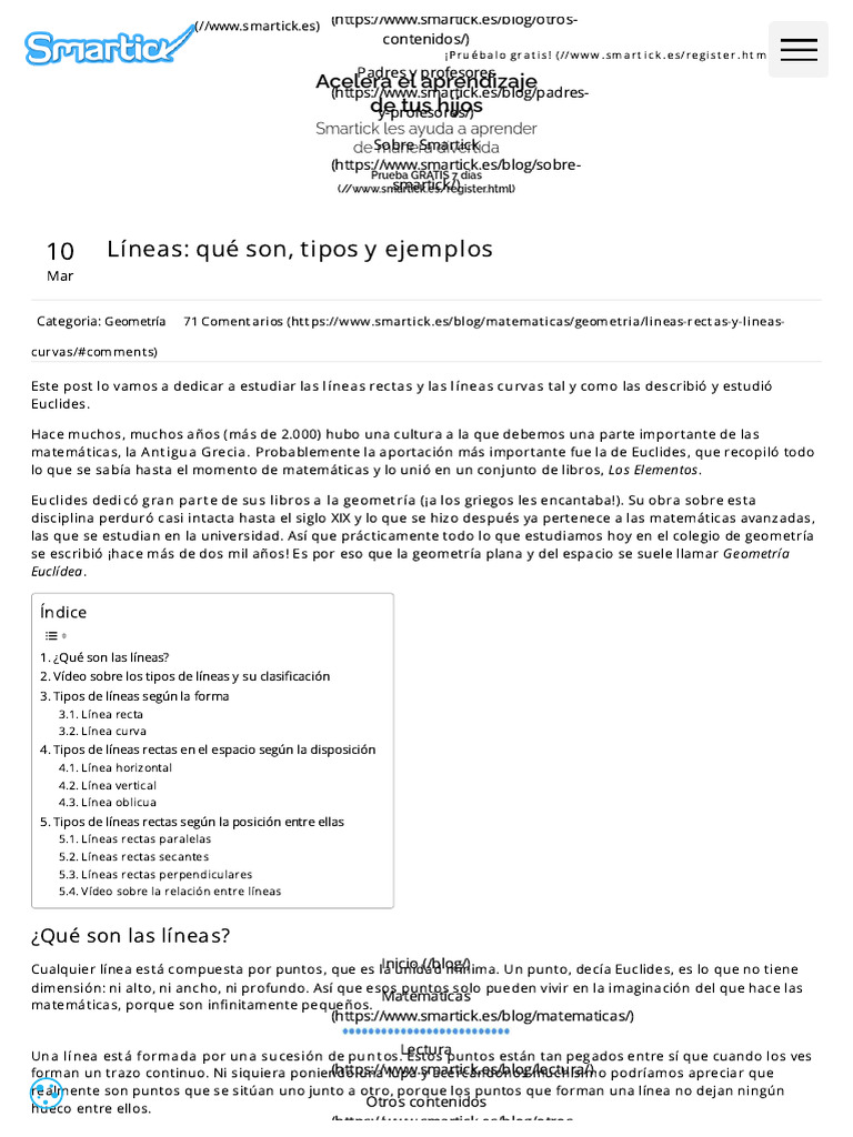 Tipos de líneas: definición y ejemplos | PDF | Geometría | Geometría ...