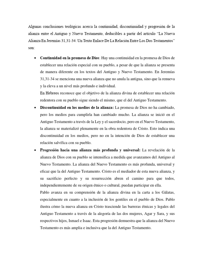 Continuidad y Progresión de Alianzas Bíblicas | PDF | Pacto (bíblico ...