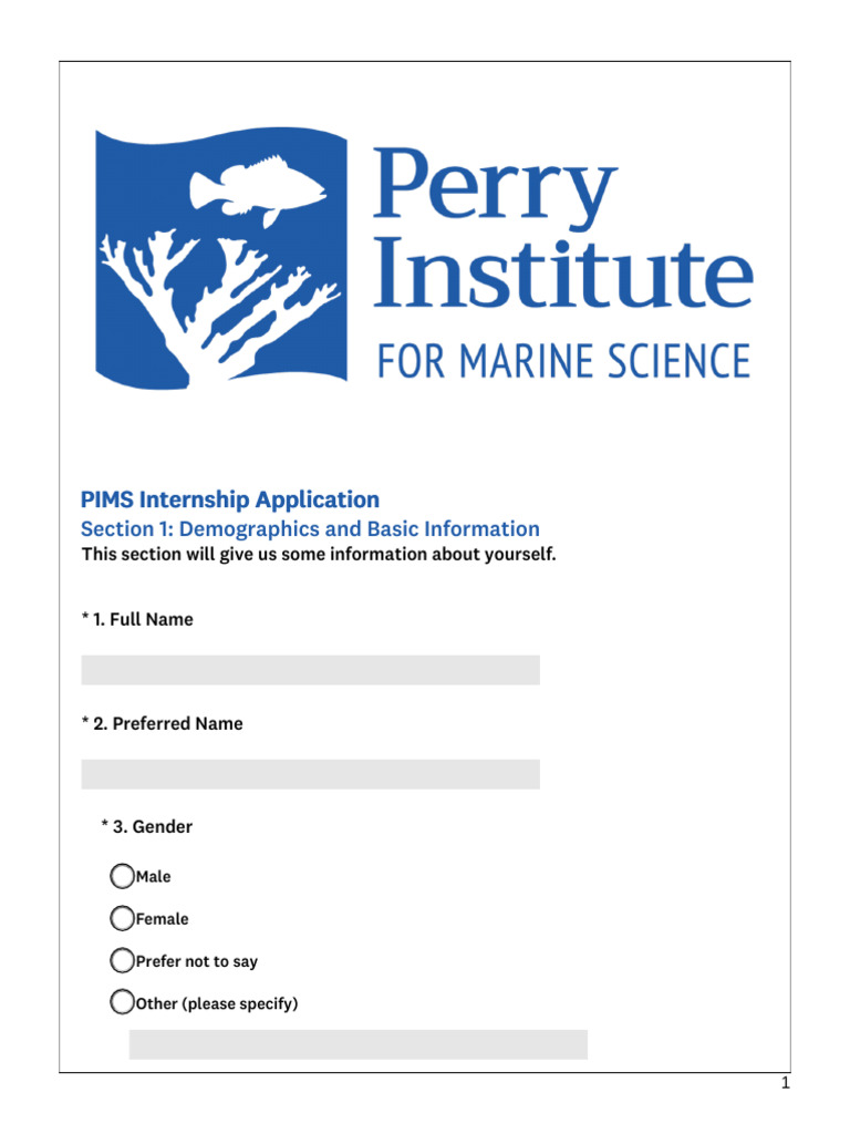 PIMS Internship Application 2021 Fillable | PDF | Internship | Job Hunting