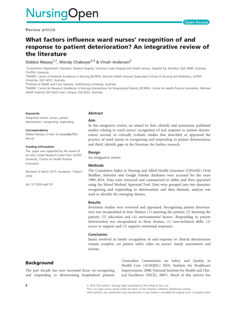 What factors influence ward nurses’ recognition of and | PDF | Nursing ...