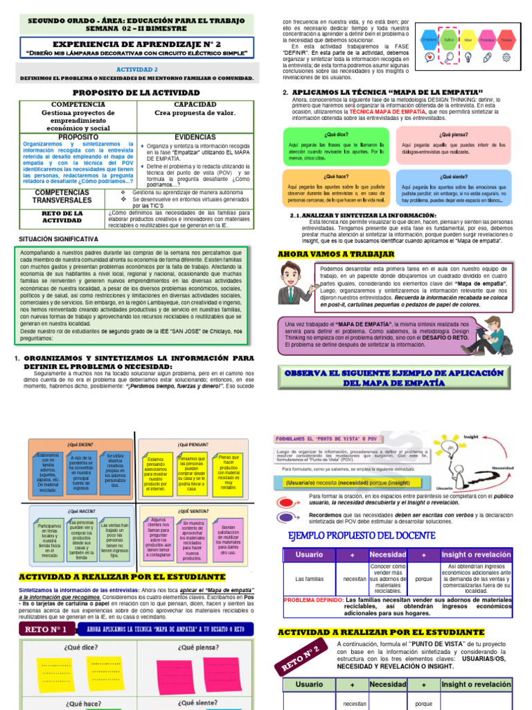 SEMANA 2 - EdA 2 - ACT. 2 - FASE DEFINIR | PDF | Aprendizaje