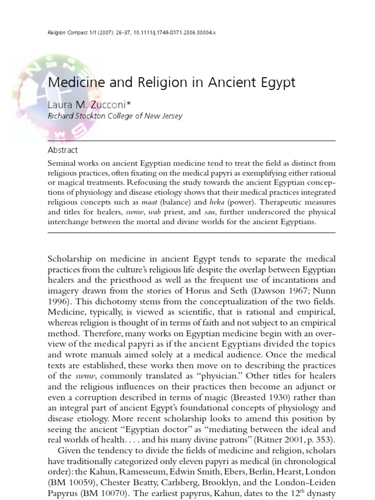 Medicine and Religion in Ancient Egypt | PDF | Religion & Spirituality