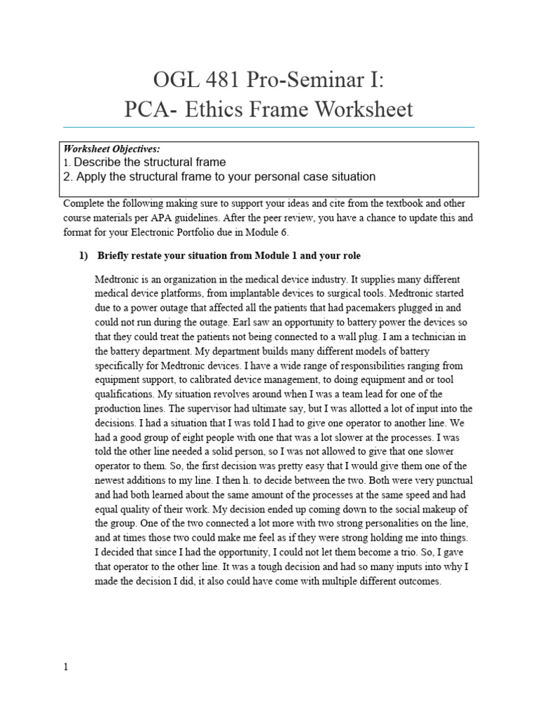 3 Ethics Frame Worksheet | PDF | Career & Growth