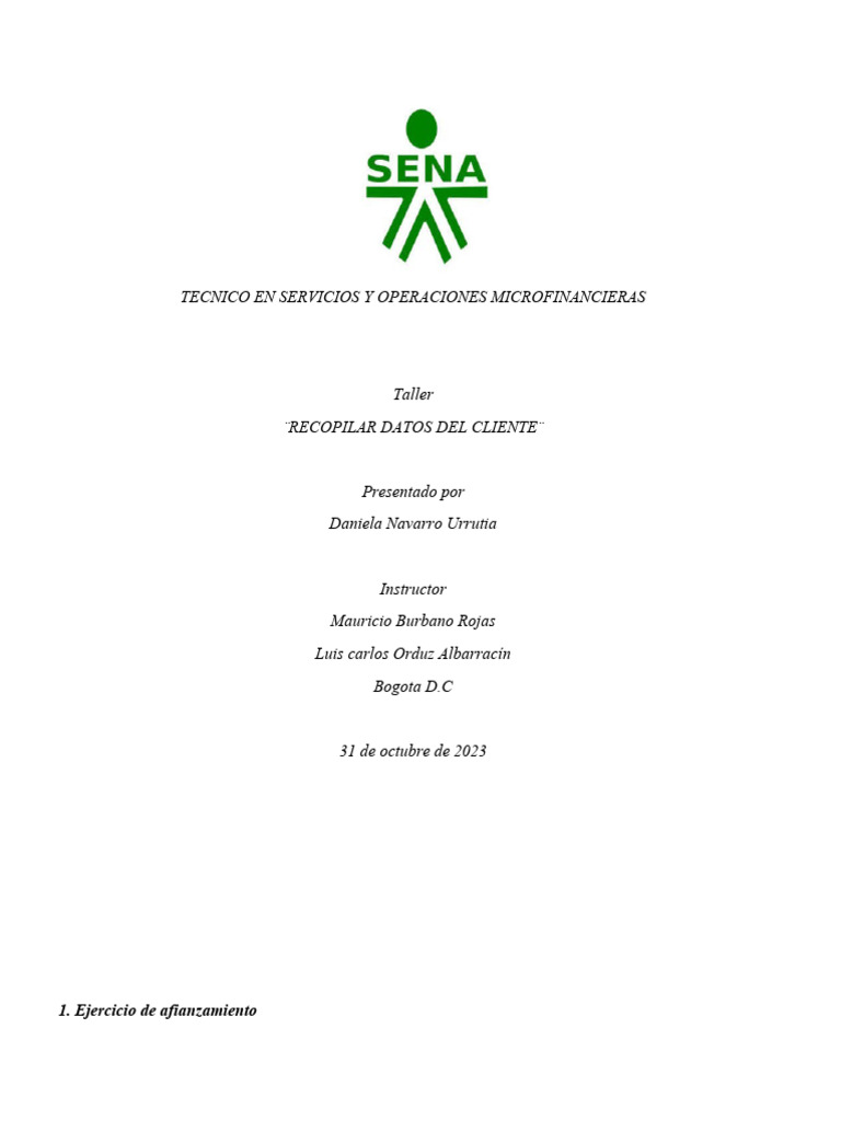Taller 4 - Recopilacion de Datos Del Cliente | PDF | Business ...