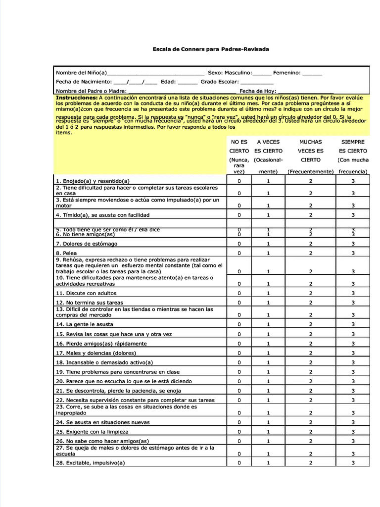 pdf-escala-de-conners-para-padres_compress | PDF pdf-escala-de-conners-para-padres_compress | PDF
