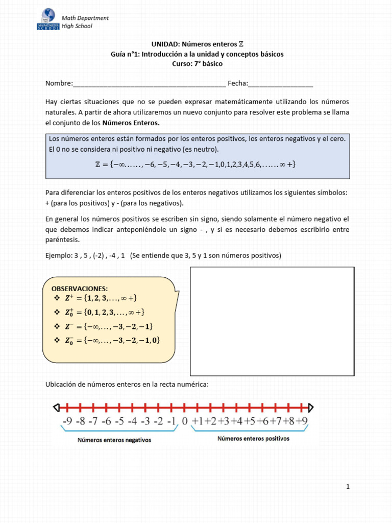 Introducción a los Números Enteros en Matemáticas | PDF | Entero ...