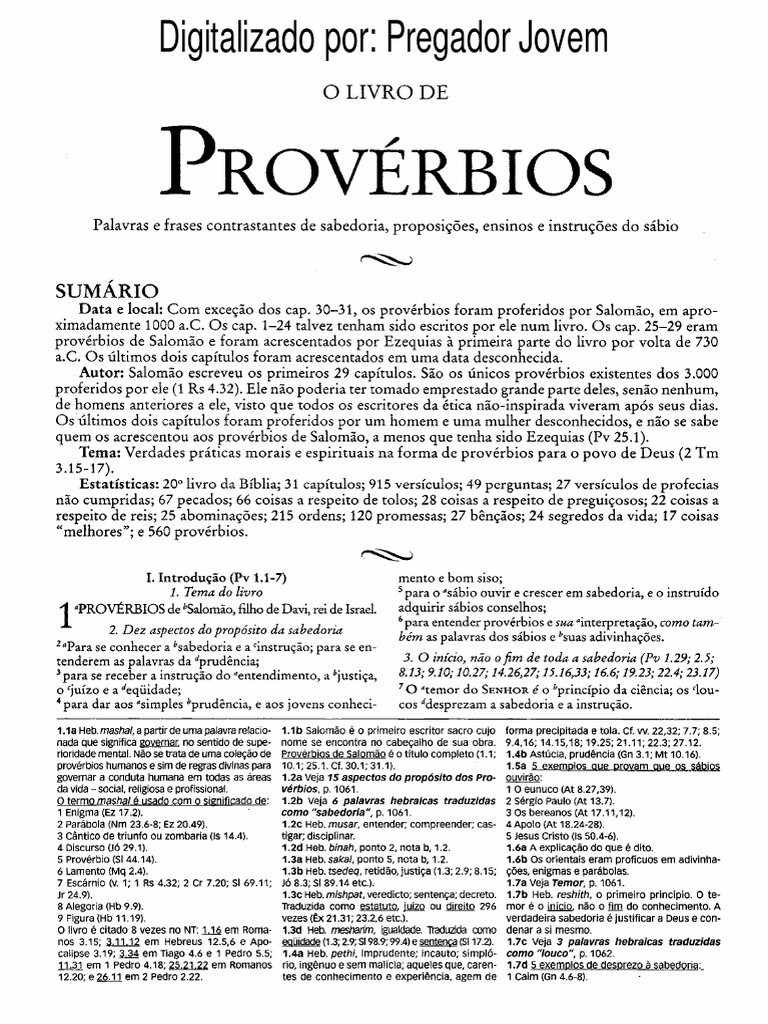 20 - Bíblia Dake - Provérbios | Download grátis PDF | Sabedoria | Livro dos Provérbios
