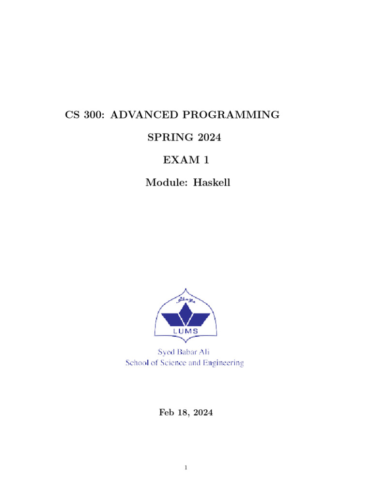 Haskell Exam | PDF | String (Computer Science) | Permutation Haskell Exam | PDF | String (Computer Science) | Permutation