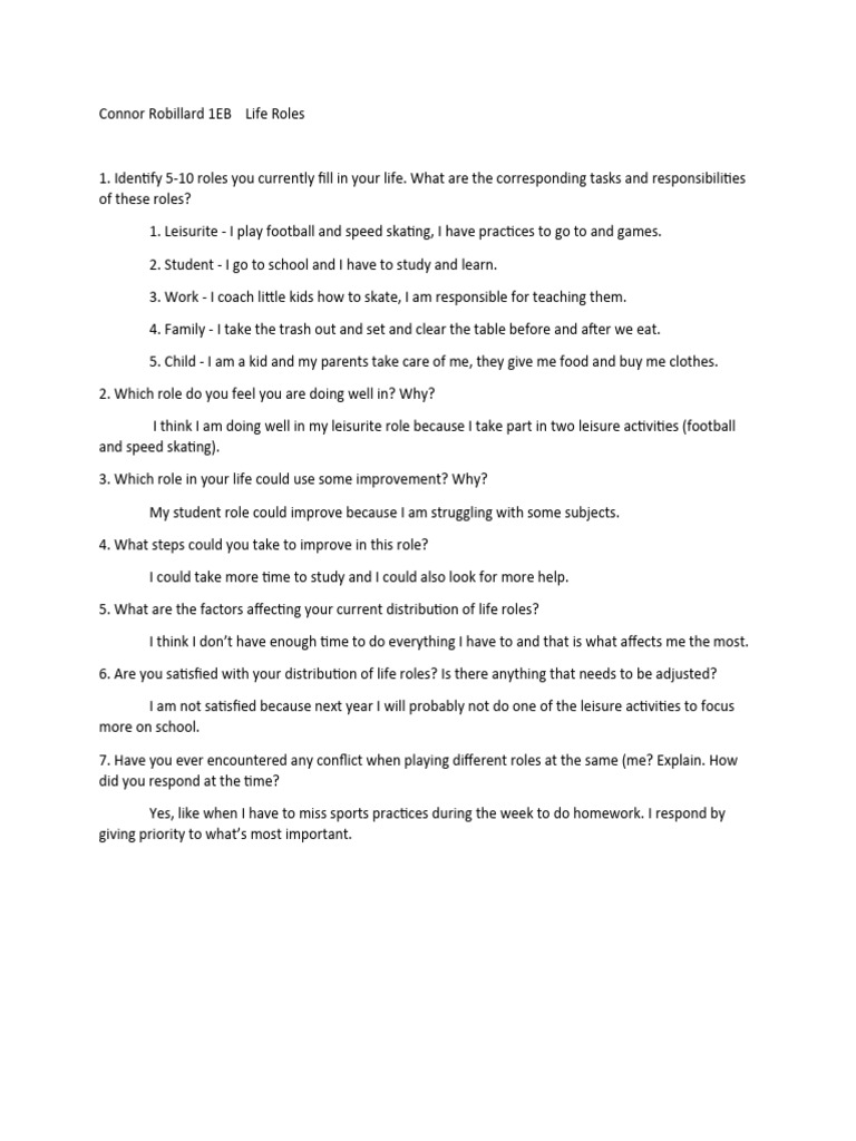 Life Roles | PDF