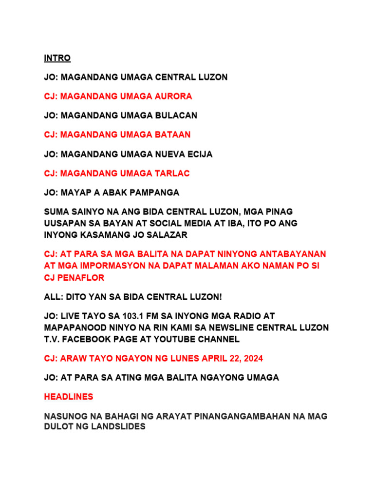 Radio Script Pdf