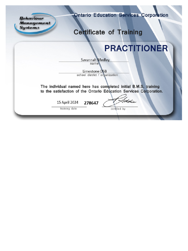 Bms Certification - April 2024 | PDF