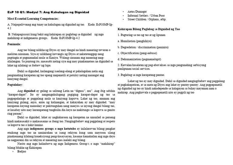 EsP-10_Q1_Modyul-7-outline | PDF