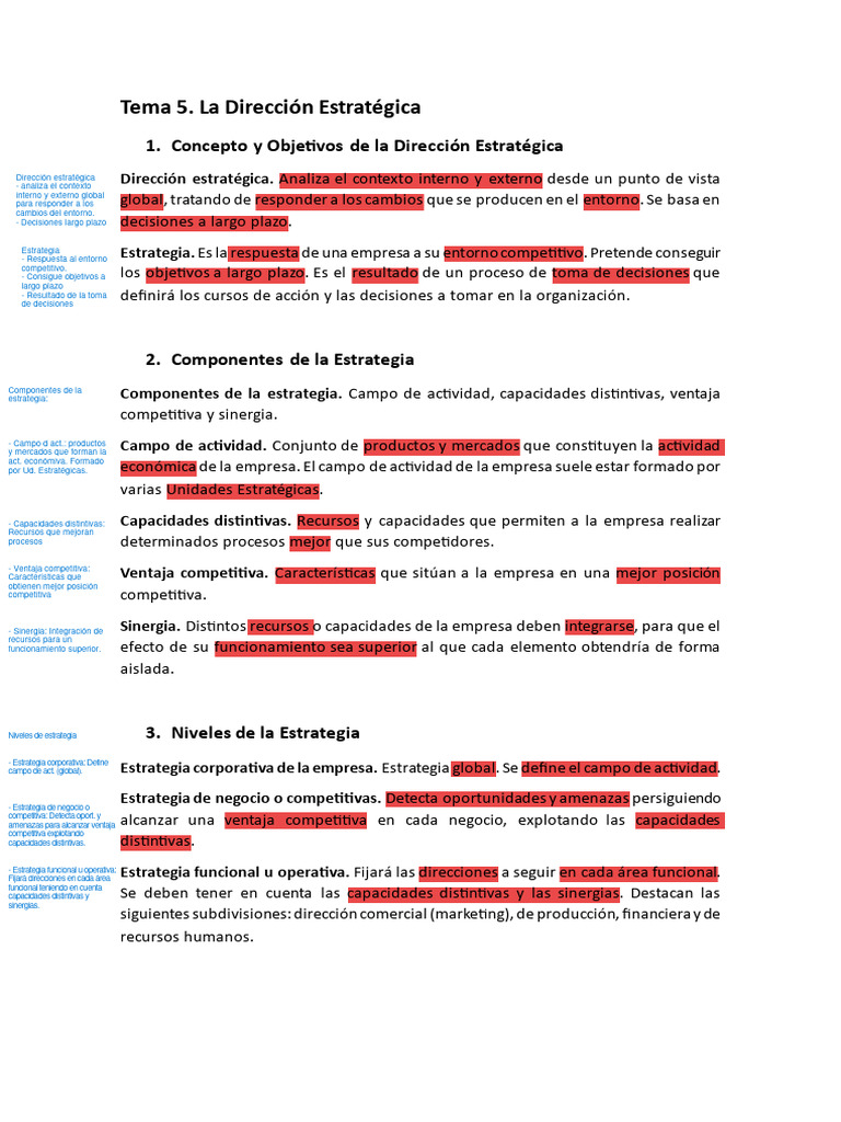 La Dirección Estratégica | PDF | Business | Análisis FODA