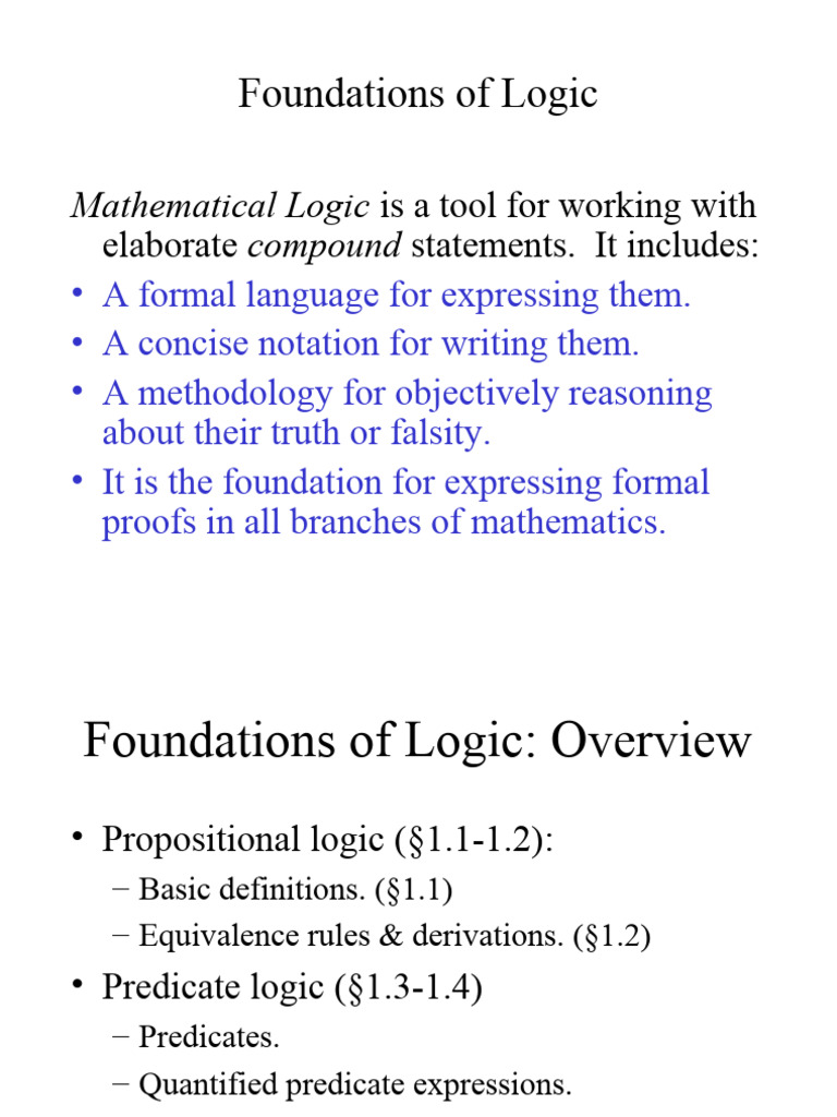 Foundations of Logic: Mathematical Logic Is A Tool For Working With | PDF | Logic | Mathematical ...