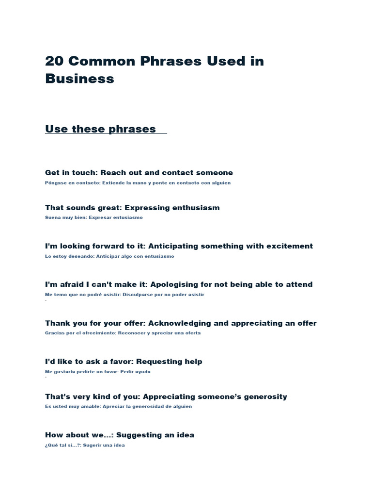 20 Common Phrases Used in Business | PDF