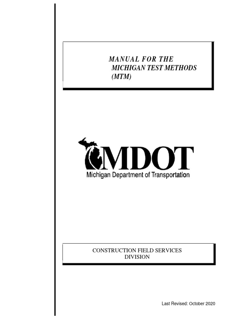 Manual For The Michigan Test Methods (MTM) : Construction Field ...