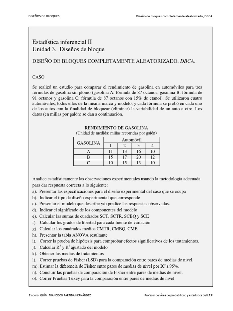 Dbca. Ejercicio Resuelto | PDF | Diseño de experimentos | Análisis de variación