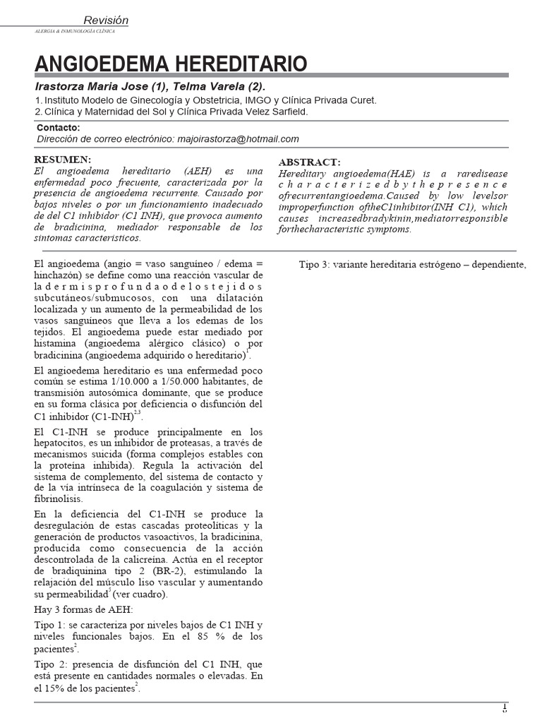 Angioedema Hereditario 2017 | PDF | Causas de la muerte | Enfermedades ...