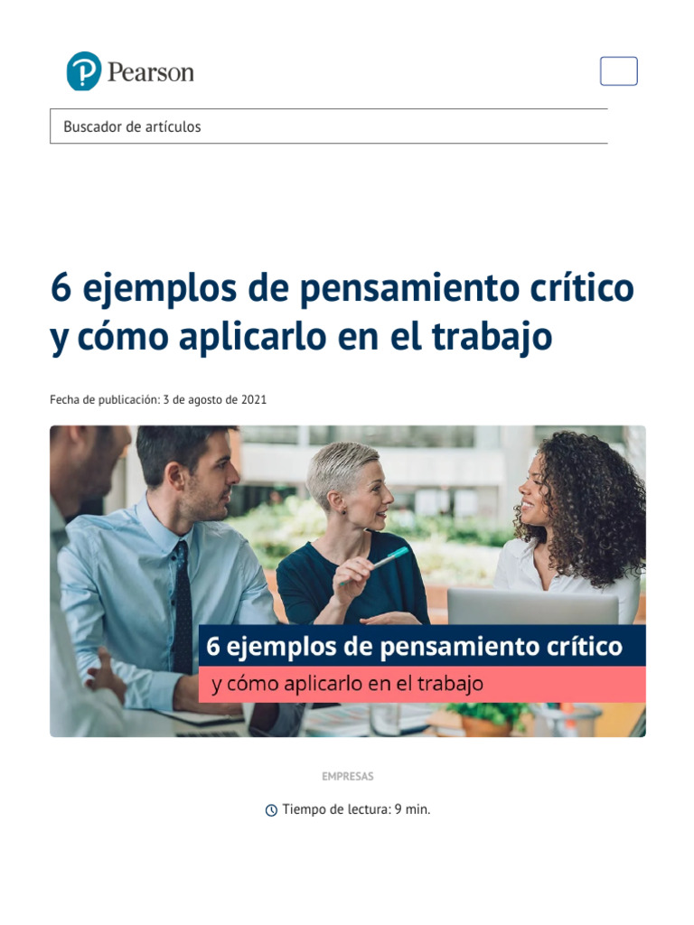 Ejemplos de pensamiento crítico en el trabajo | PDF | Pensamiento ...