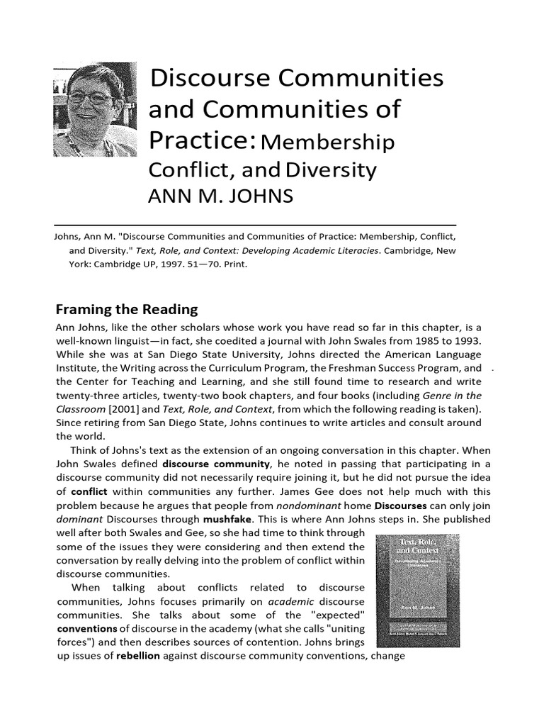 Johns, Discourse Communities-2 | PDF | Discourse | Rhetoric