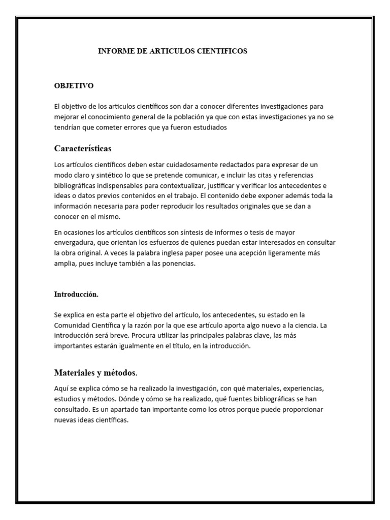 Informe de Articulos Cientifico1 | PDF | Publicación Académica ...