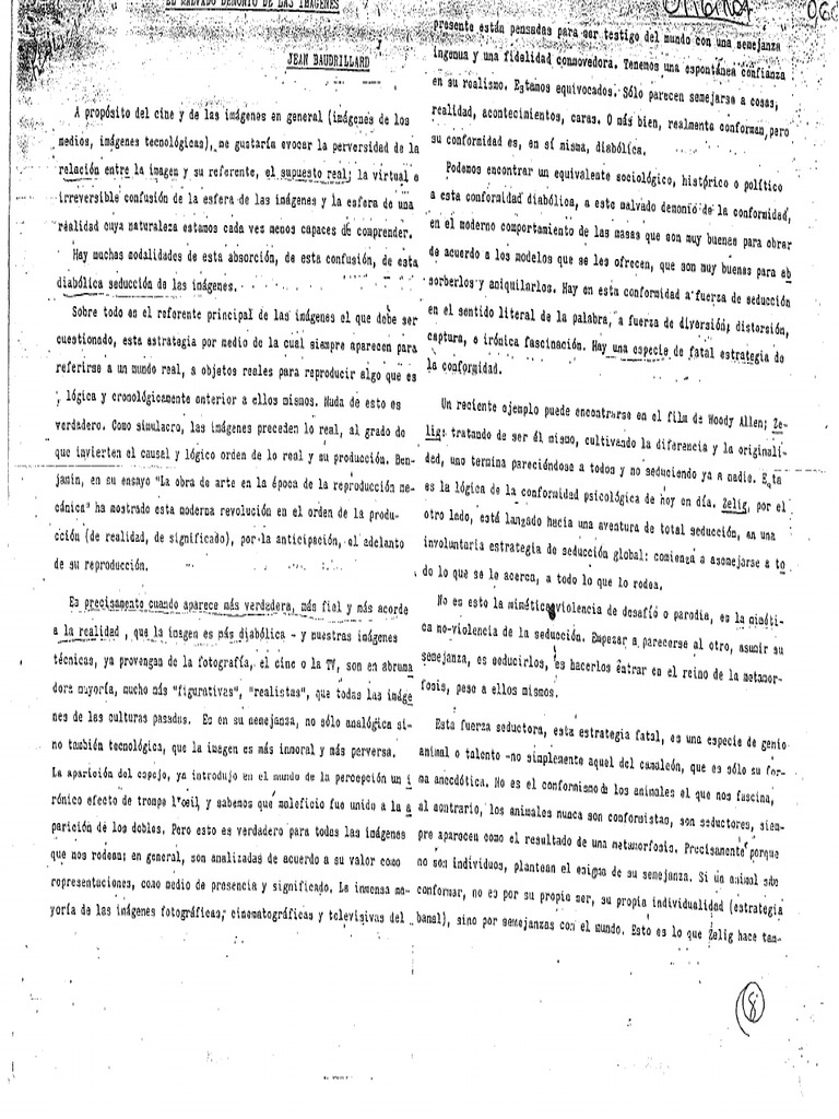 02 Jean Baudrillard - El Malvado Demonio de Las Ima - Genes | PDF
