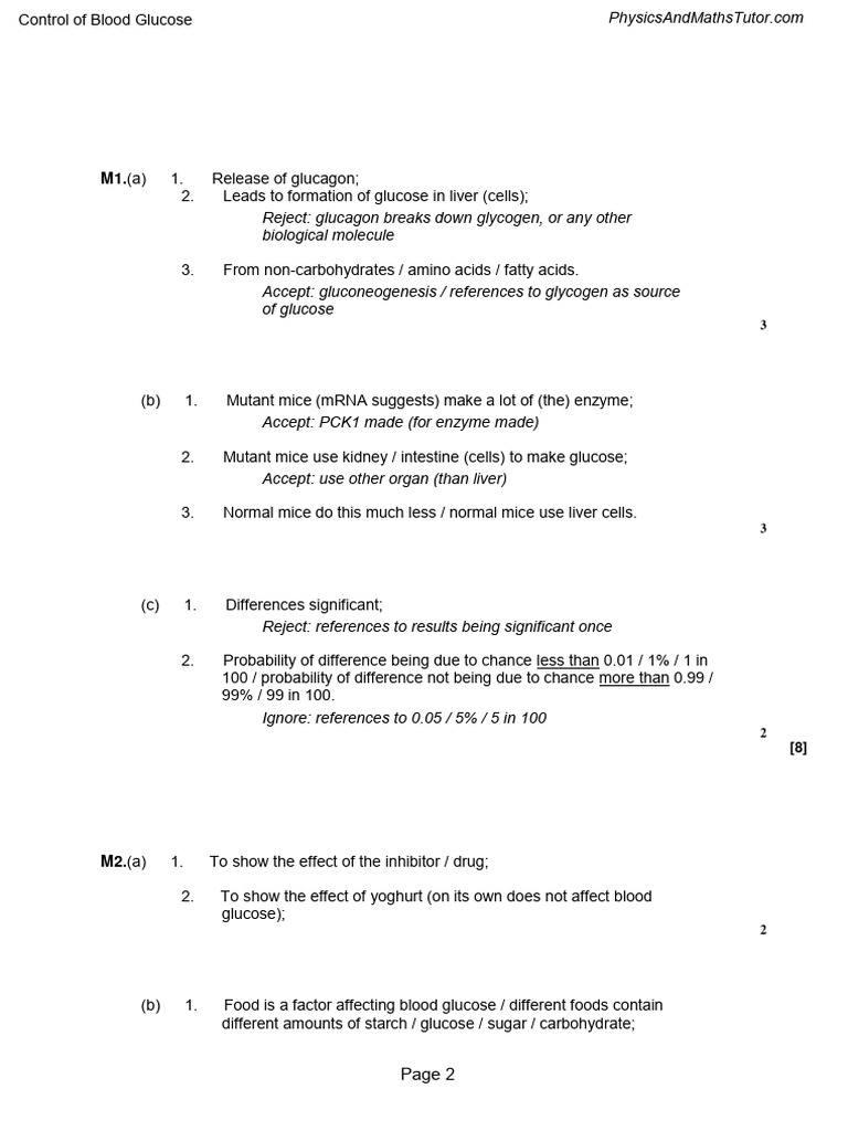 Control of Blood Glucose Mechanisms | PDF | Glucose | Glycogen