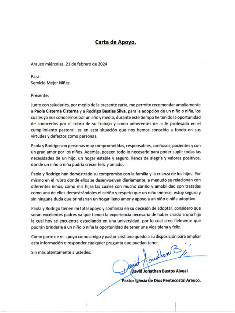 Carta de Apoyo Paola Cisterna | PDF