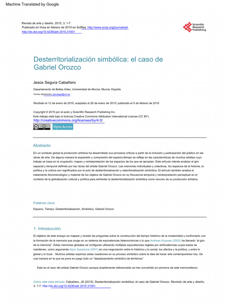 Traducido - Symbolic Deterritorialization The Case of Gabriel Orozco ...