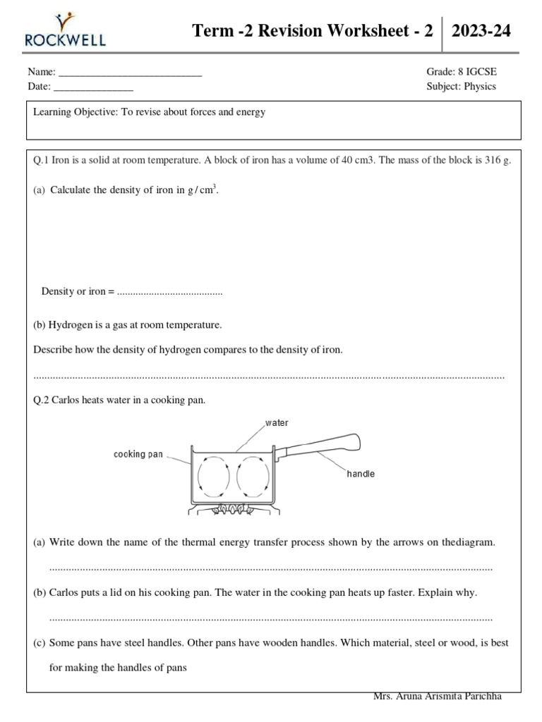Term - 2 Revision Worksheet - 2 2023-24 | PDF | Density | Thermal ...