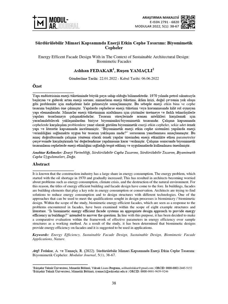 S RD R Lebilir Mimari Kapsam Nda Enerji Etkin Cephe Tasar M Biyomimetik Cepheler (#1061538 ...