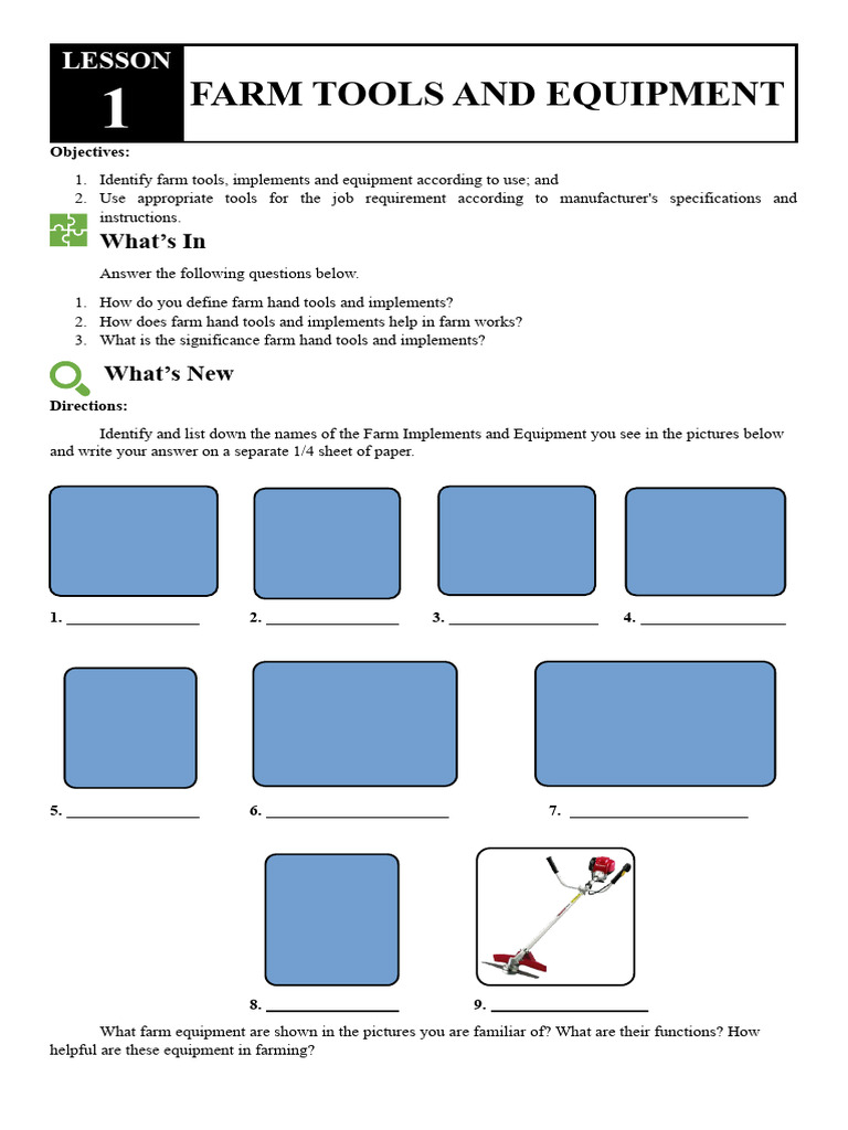 Acp Farm Equipments Learning Module | PDF | Agricultural Machinery ...