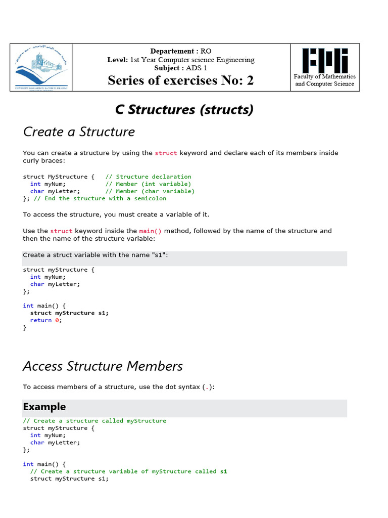 C Structures TP | Download Free PDF | Computer Programming | Software Engineering